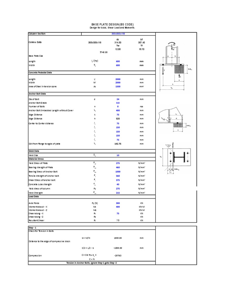 Base Plate Design for a 305x305x118 Column Subjected to Axial Load ...