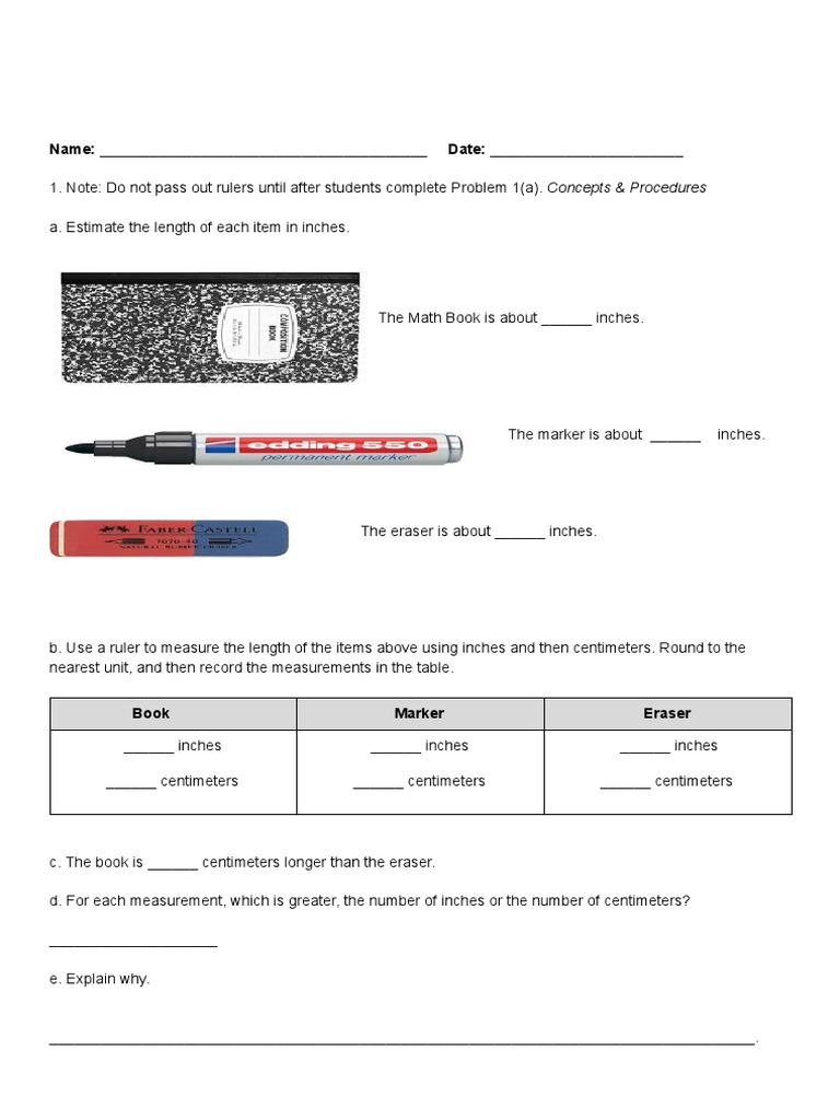Measuring 5-Inch Objects Activity | PDF | Inch | Teaching Mathematics