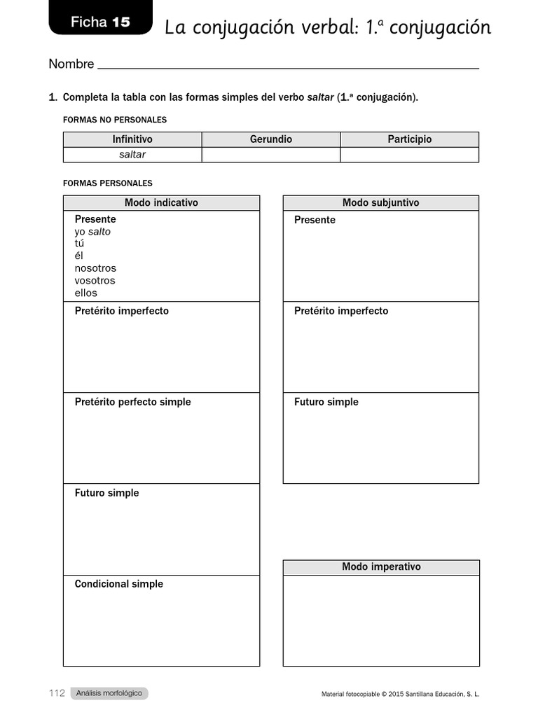 Verbos Lengua Sexto | PDF | Verbo | Conjugación gramatical