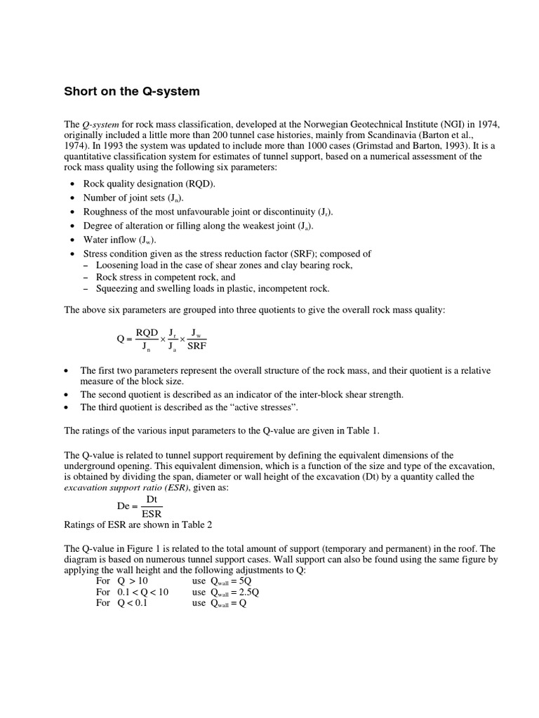 An Overview of the Q-System for Rock Mass Classification and its ...