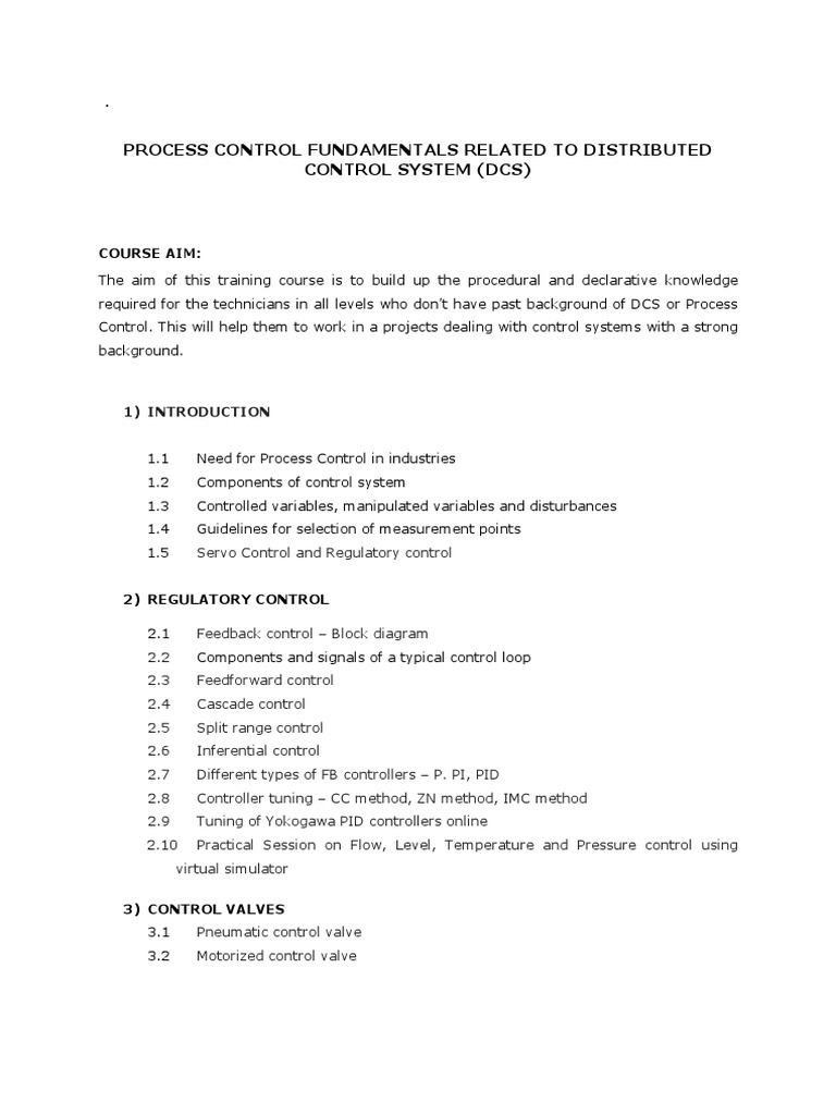 Process Control Fundamentals Related To Distributed Control System PDF ...