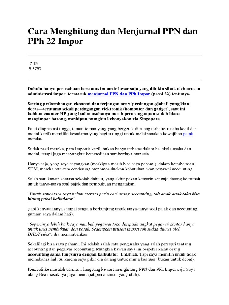 Cara Menghitung Dan Menjurnal PPN Dan PP | PDF