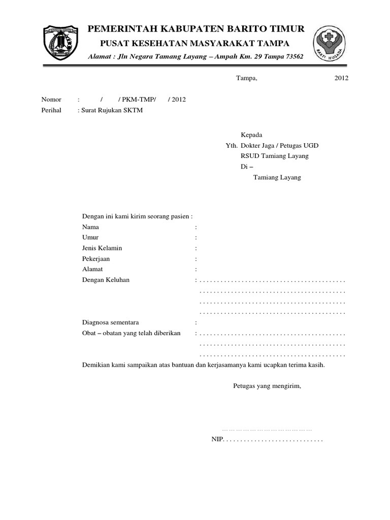 Surat Rujukan SKTM | PDF