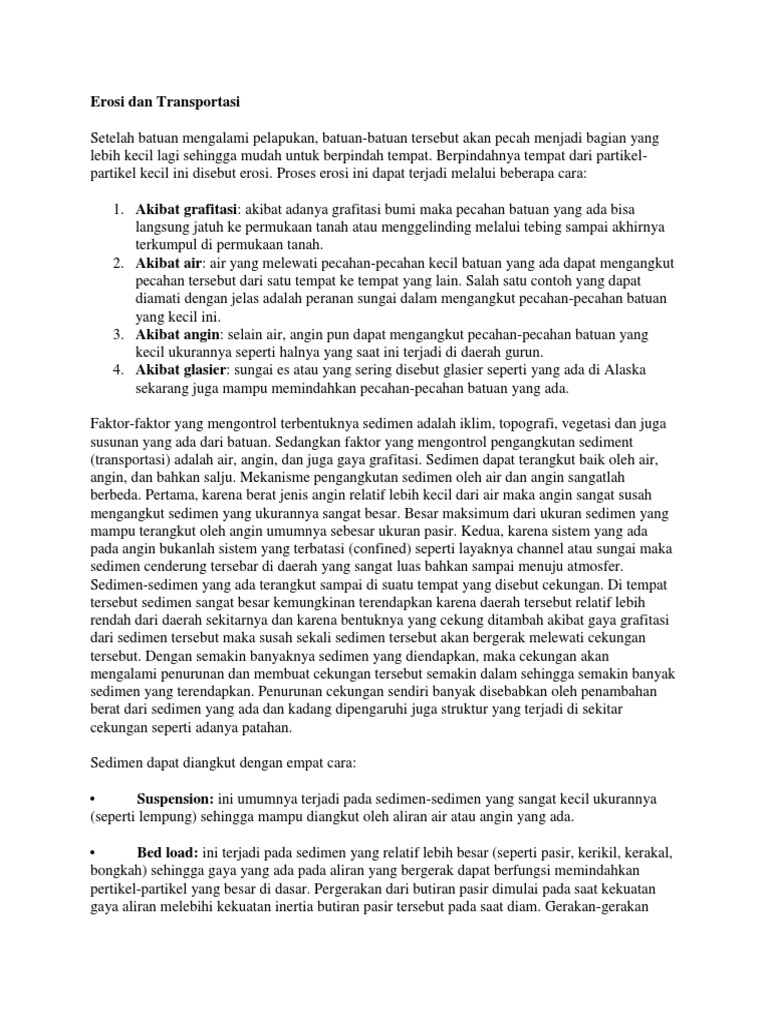 Erosi dan Transportasi Sedimen | PDF
