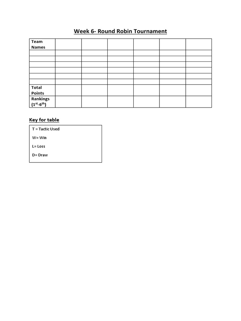 Tournament Sheet | PDF
