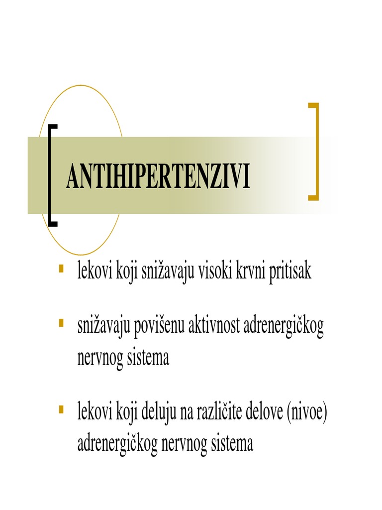 Antihipertenzivi Prezentacija | PDF