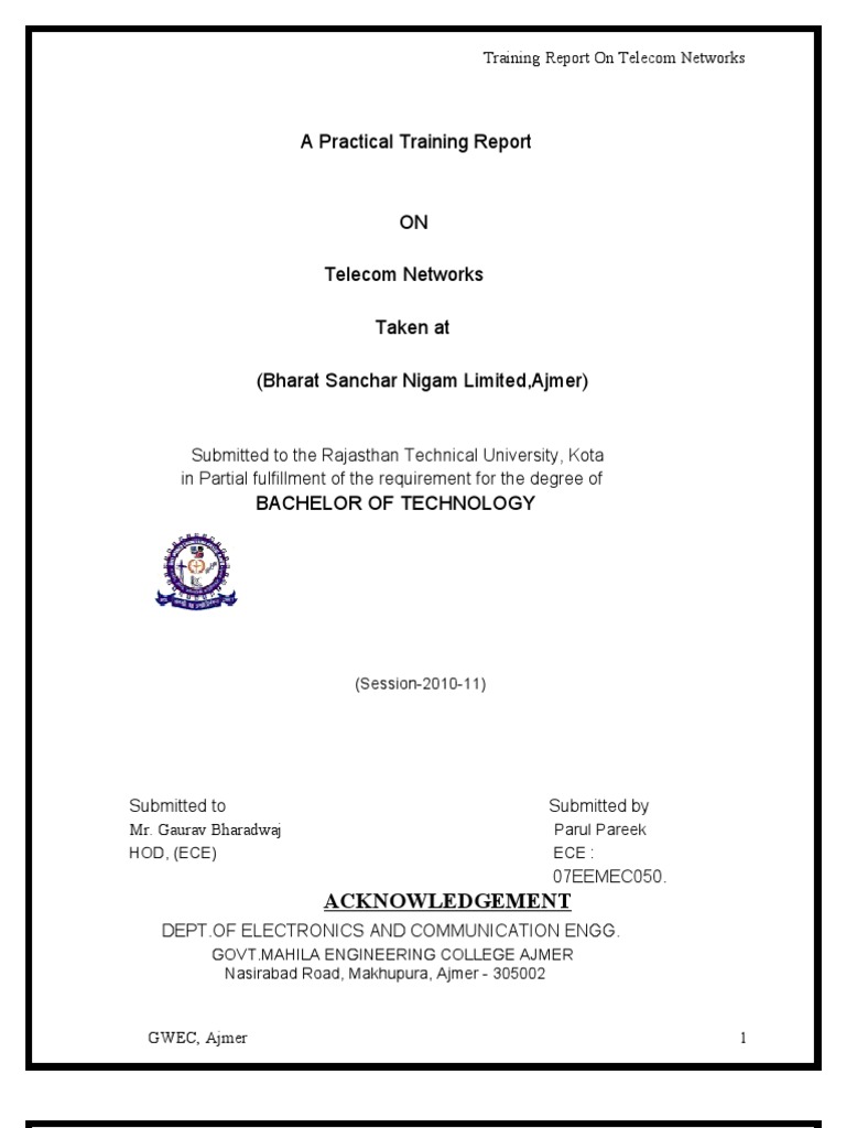 Telecom Networks Training Report | PDF | Wavelength Division ...