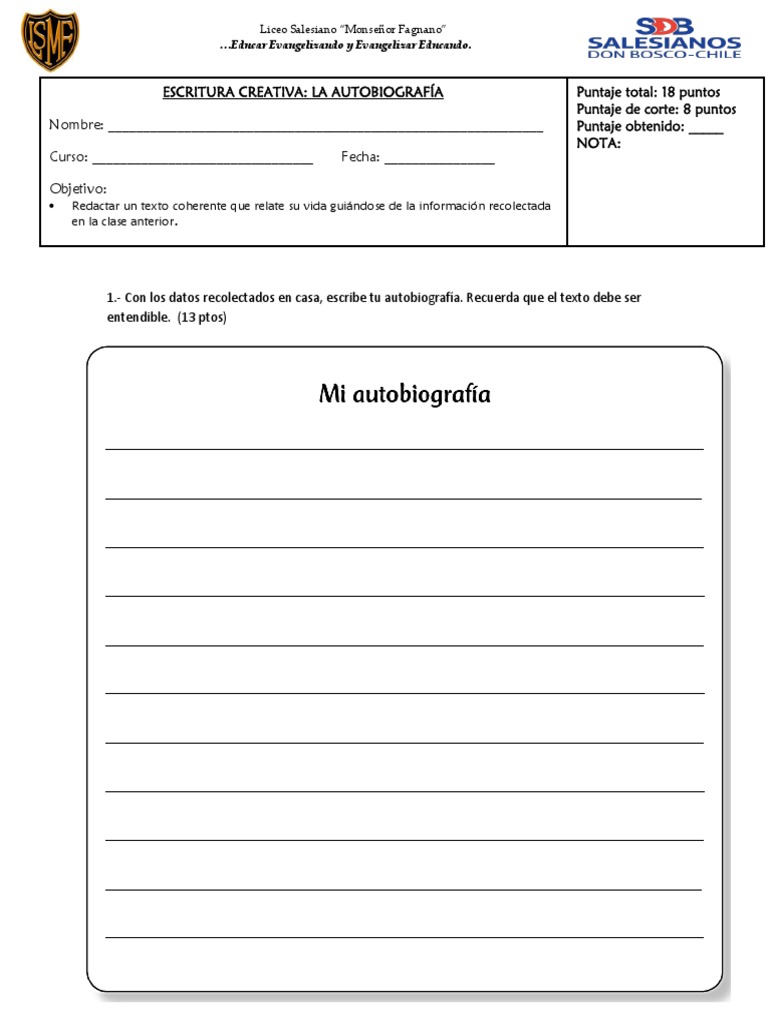 Autobiografía: Guía para Estudiantes | PDF | Escuelas | Enseñando y ...