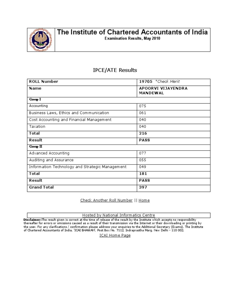 ICAI May 2010 Exam Results | PDF | Finance & Money Management