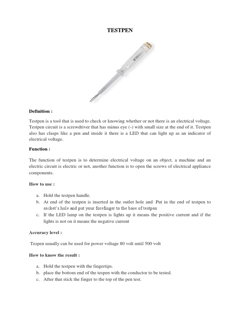 Test Pen | Download Free PDF | Voltage | Light Emitting Diode