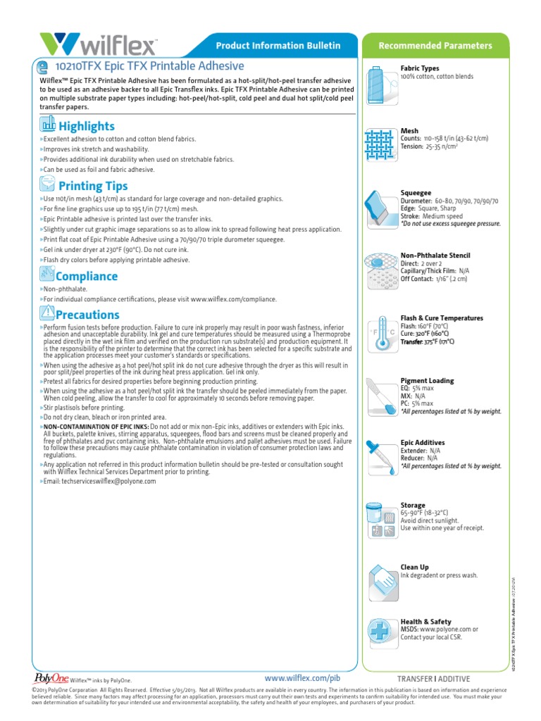 10210TFX Epic TFX Printable Adhesive | PDF | Adhesive | Ink