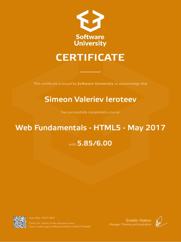 Web Fundamentals - HTML5 - May 2017 - Certificate | PDF
