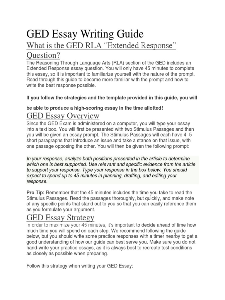 Sample Ged Essay Samples