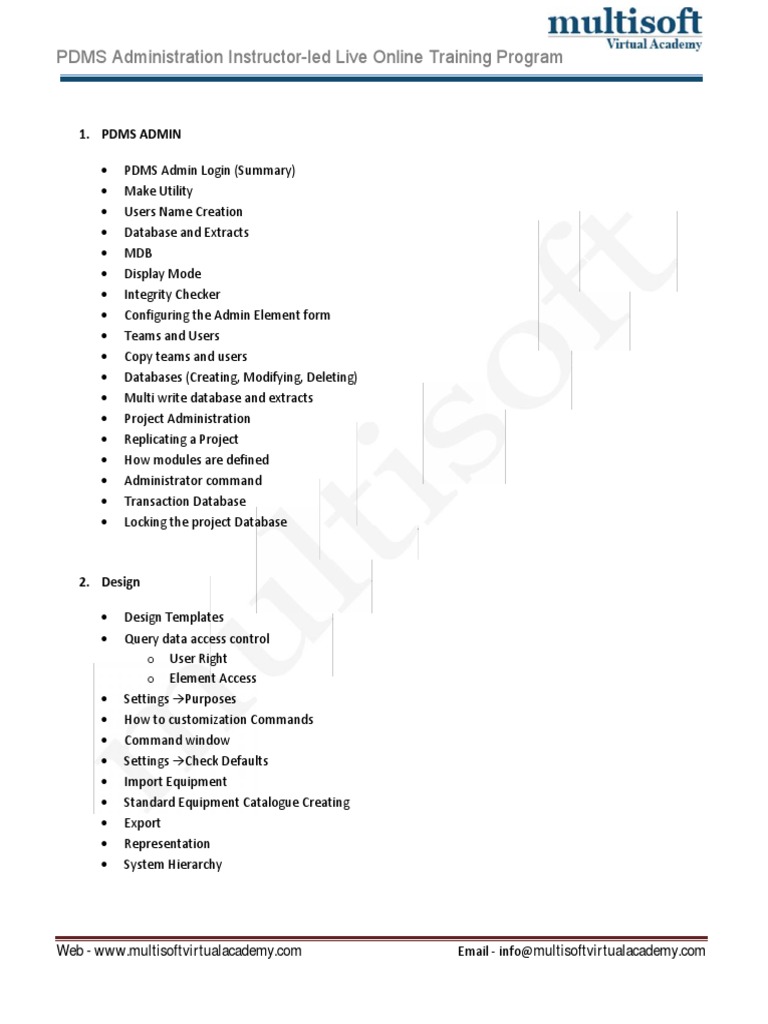 Pdms Administration Course Content PDF | PDF | Specification (Technical Standard) | Library ...