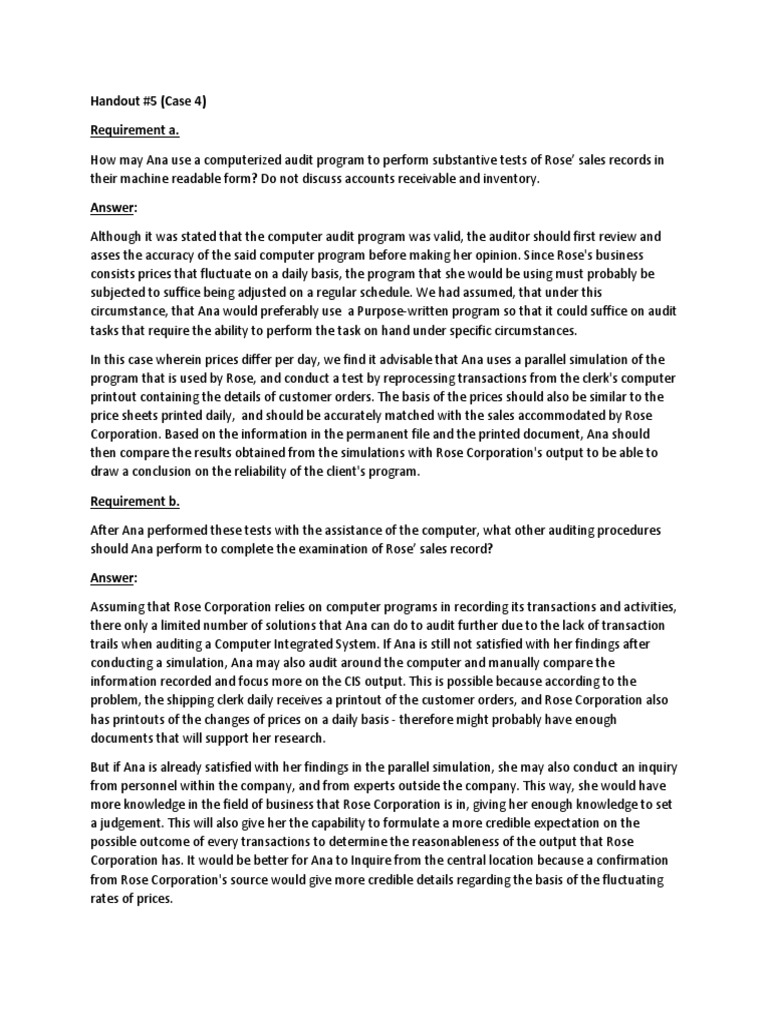 Auditing Theories Case 4 | PDF | Audit | Simulation