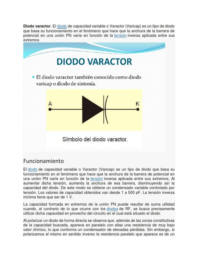 Diodo Varactor | PDF | Diodo | Unión PN