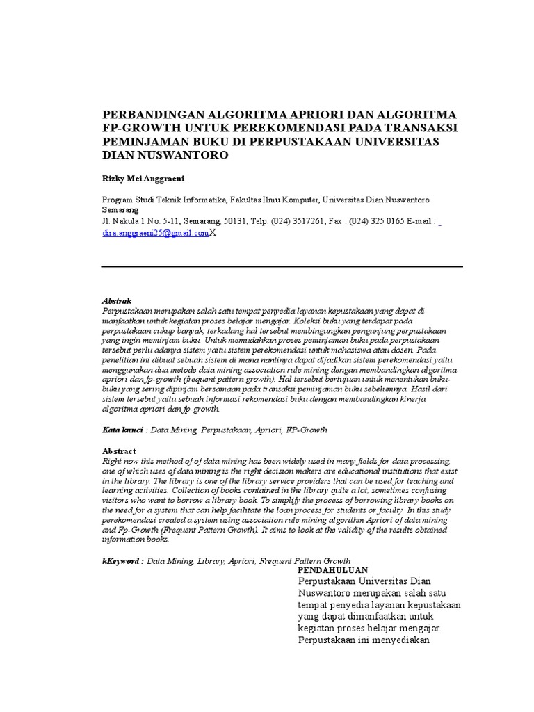 Perbandingan Algoritma Apriori Dan Algoritma Fp-Growth Untuk Perekomendasi Pada Transaksi ...