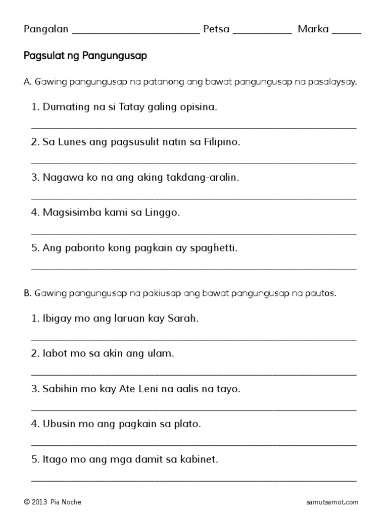 Pagsulat NG Pangungusap - 1 PDF | PDF