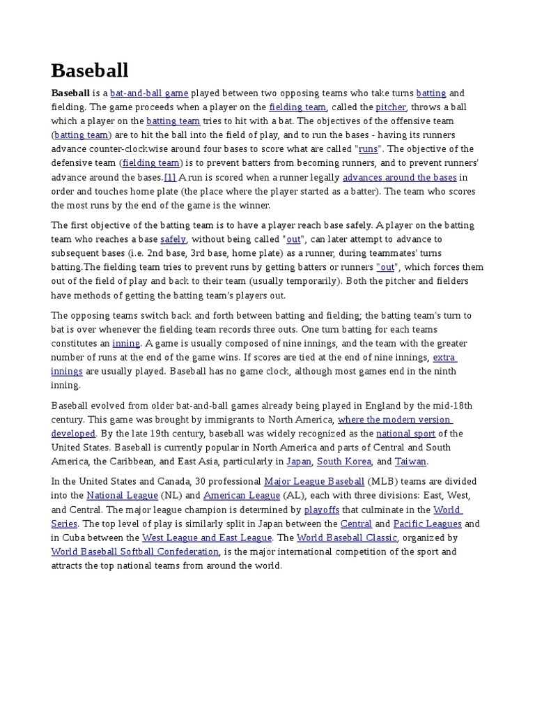 Baseball | PDF | Baseball Field | Batting (Baseball)