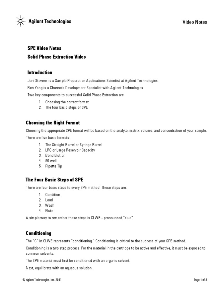 SPE Downloadable Notes | PDF | Analytical Chemistry | Chemistry