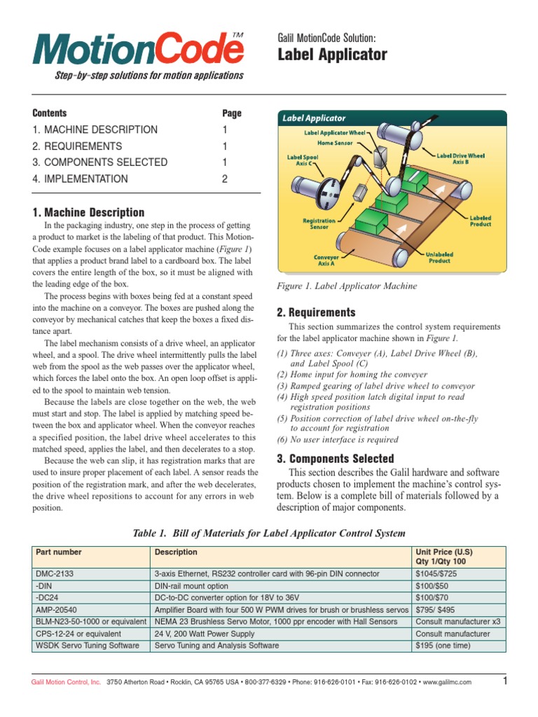 Automated Label Applicator Machine: A Motion Control Solution Using ...