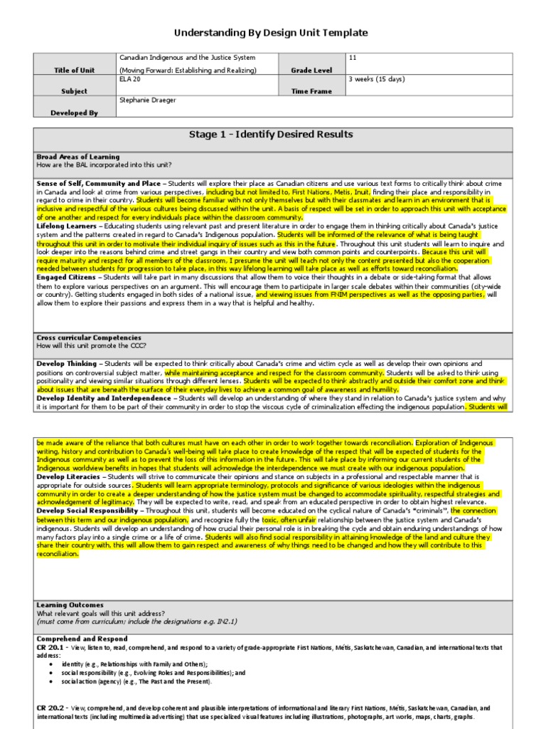 Ubd Unit Planning Template | PDF | Rubric (Academic) | Educational ...