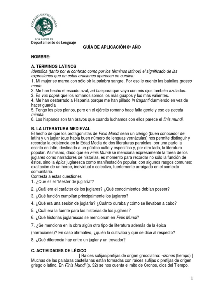 Ejercicios Finis | PDF | latín | Palabra