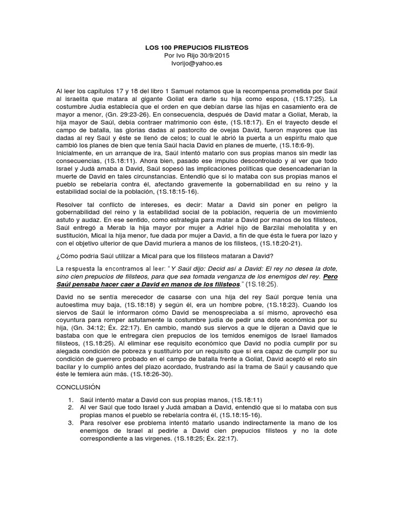 100 Prepucios Filisteos | PDF | David | Saulo