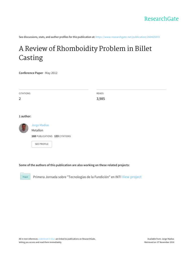 Rhomboidity in Billet Casting | PDF | Steel | Heat