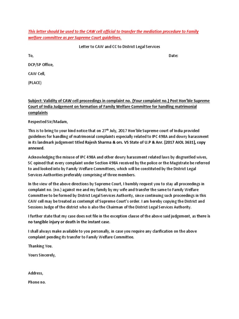 CAW Proceeding Letter | PDF