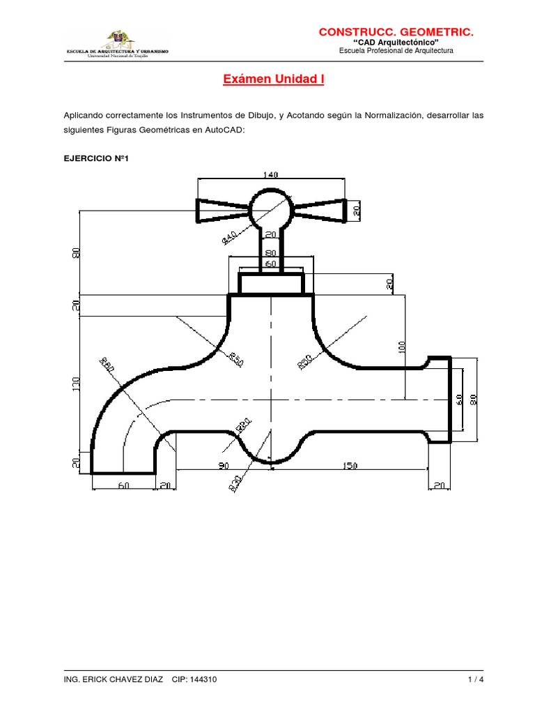 Geometric constructions and dimensioning exercises in AutoCAD | PDF