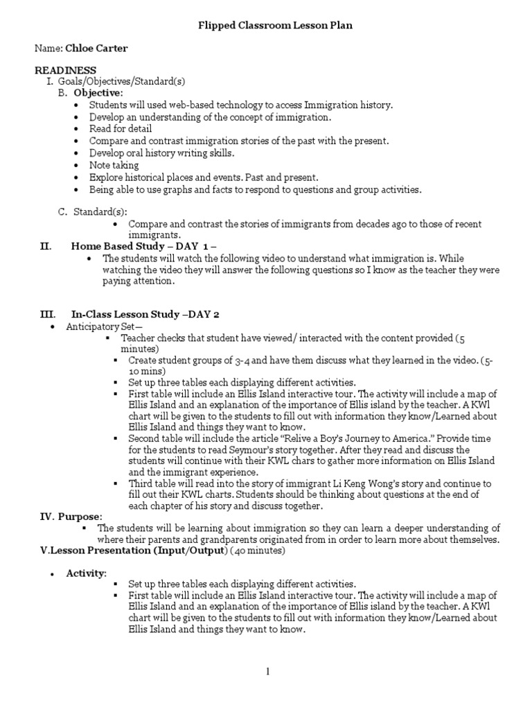 Edu 200 Flipped Classroom Lesson Plan Template | PDF | Lesson Plan ...