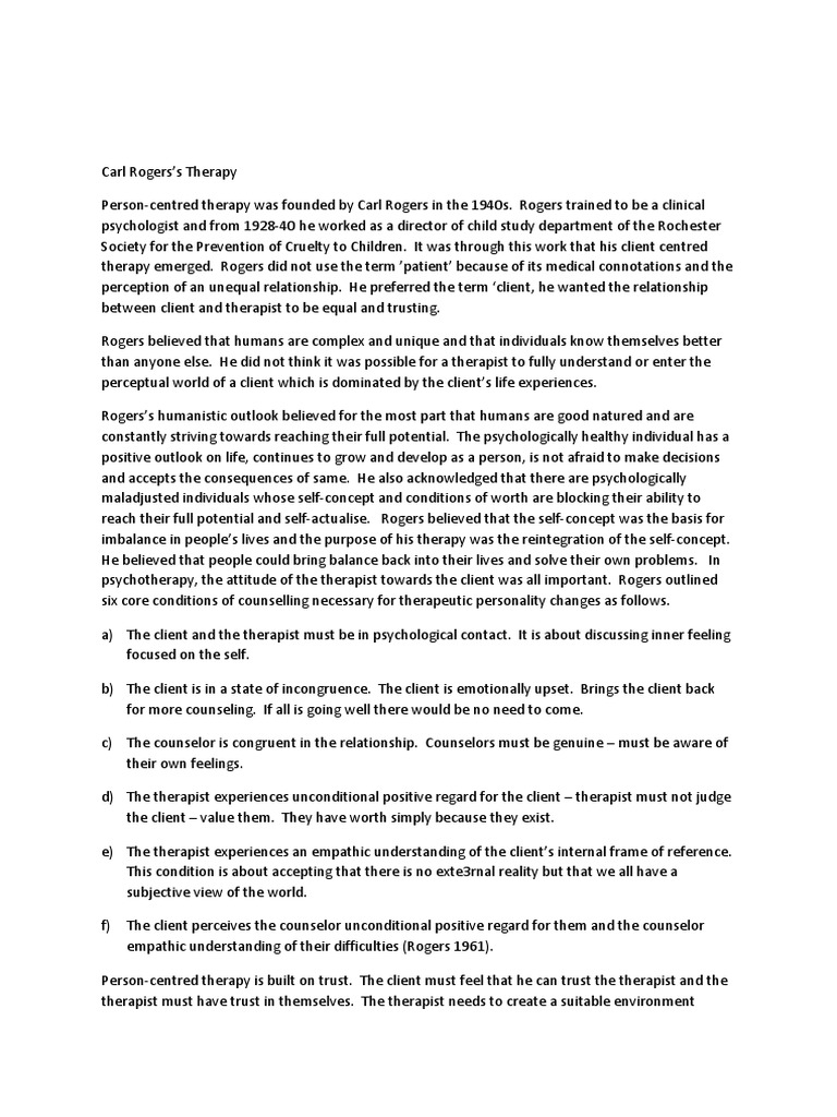 Carl Rogers Therapy 5.1.12 | PDF | Psychotherapy | Psychology