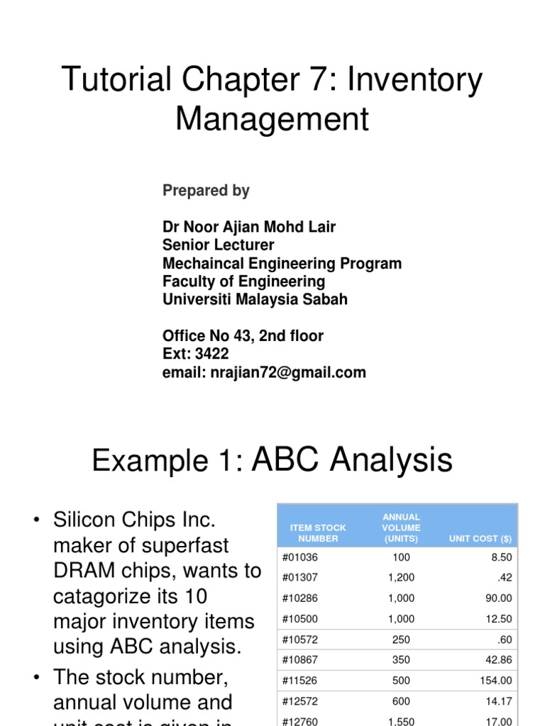 Tutorial Chapter 7 Inventory Management | PDF | Standard Deviation | Inventory