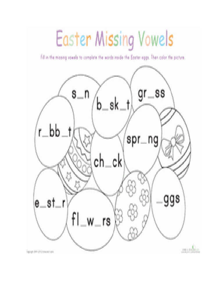 Missing Vowels Easter | PDF