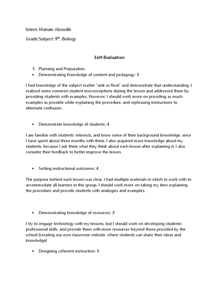9th Grade Biology Teaching Reflection | PDF | Educational Assessment ...