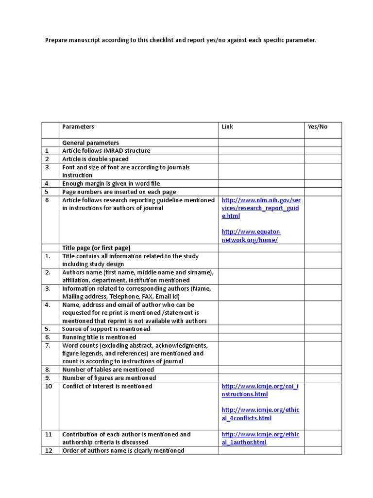 Manuscript Preparation Checklist: Ensuring Compliance with Journal ...