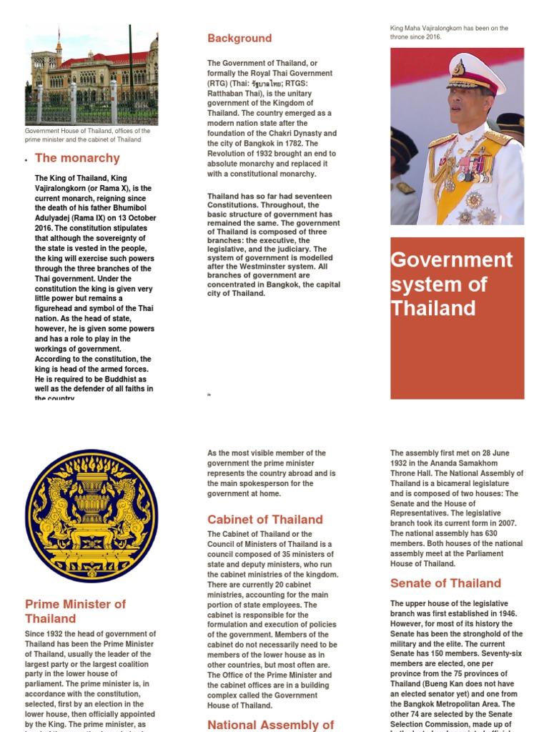 Thailand's Government Structure Overview | PDF | Kingdoms | Government
