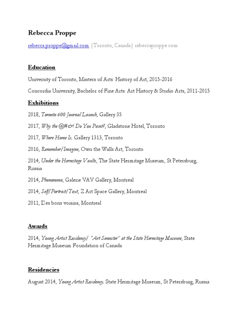 Rebecca Proppe: Education | PDF | Art Media | Library And Museum