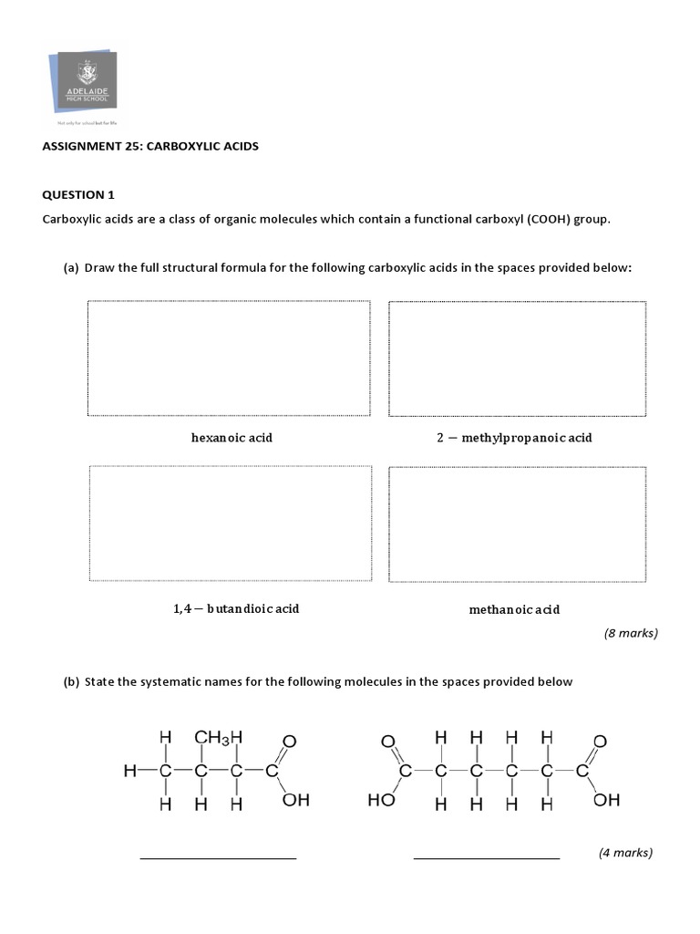 Assignment 25 Carboxylic Acids | PDF | Ethanol | Carboxylic Acid