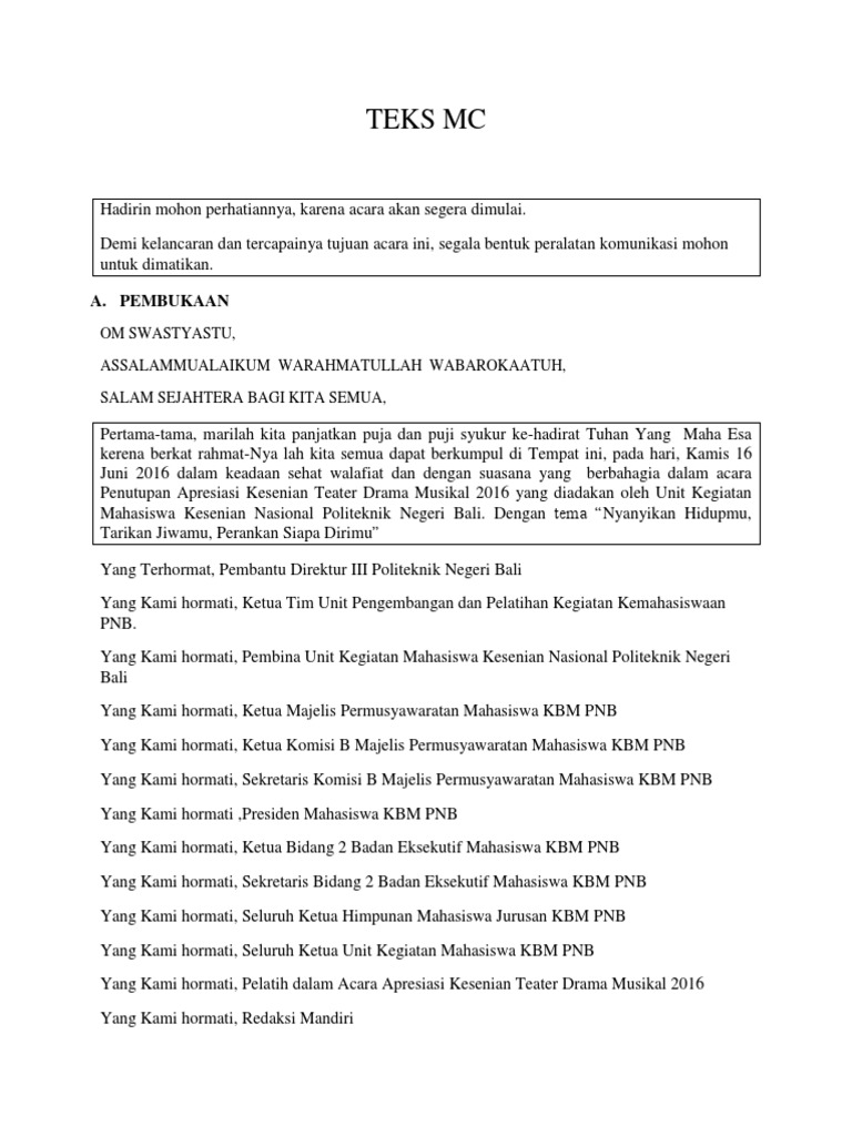 Contoh Text MC | PDF