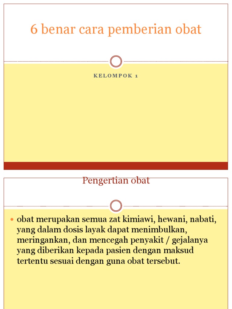 6 Benar Cara Pemberian Obat | PDF