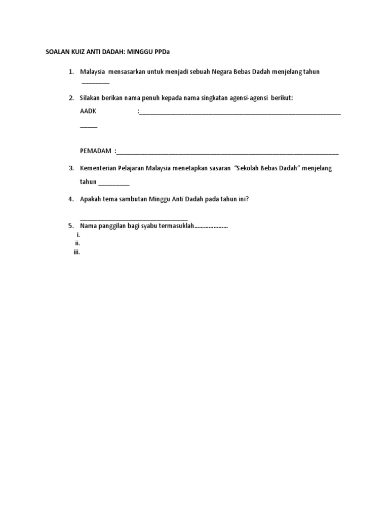 Soalan-Kuiz Ppda | PDF