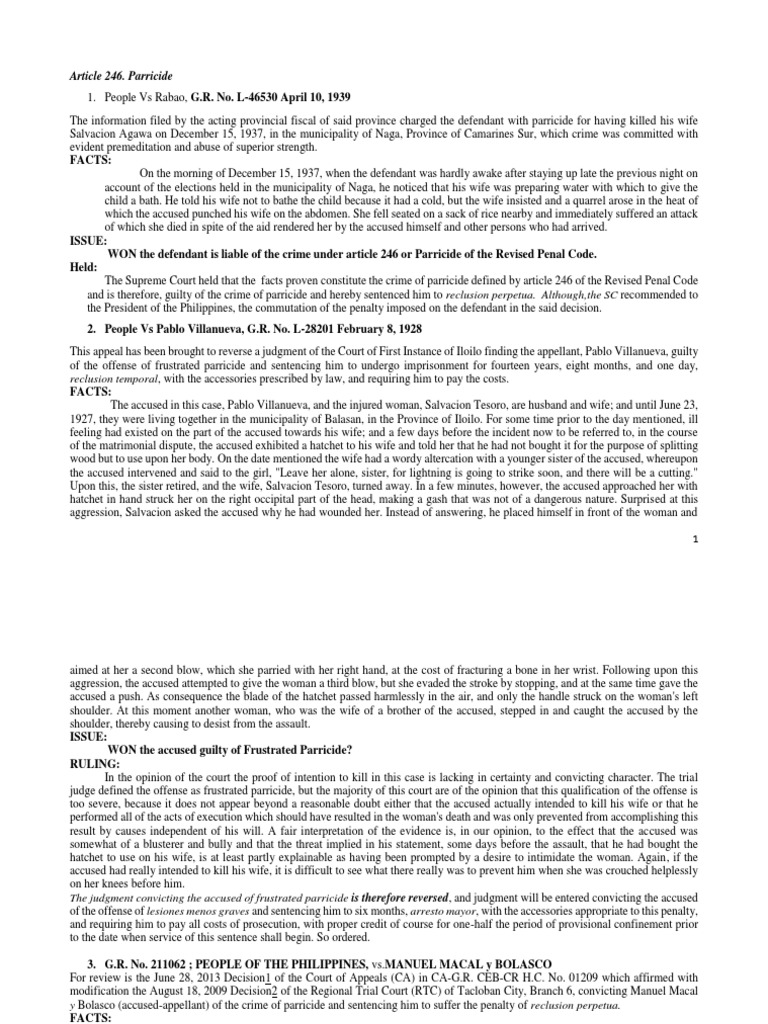 Digested Cases | Download Free PDF | Insanity Defense | Murder