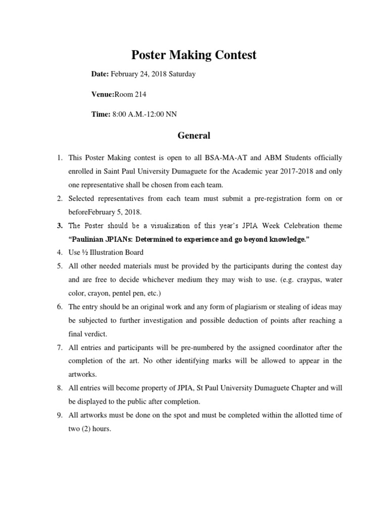 Poster Making Contest: General | PDF | Business