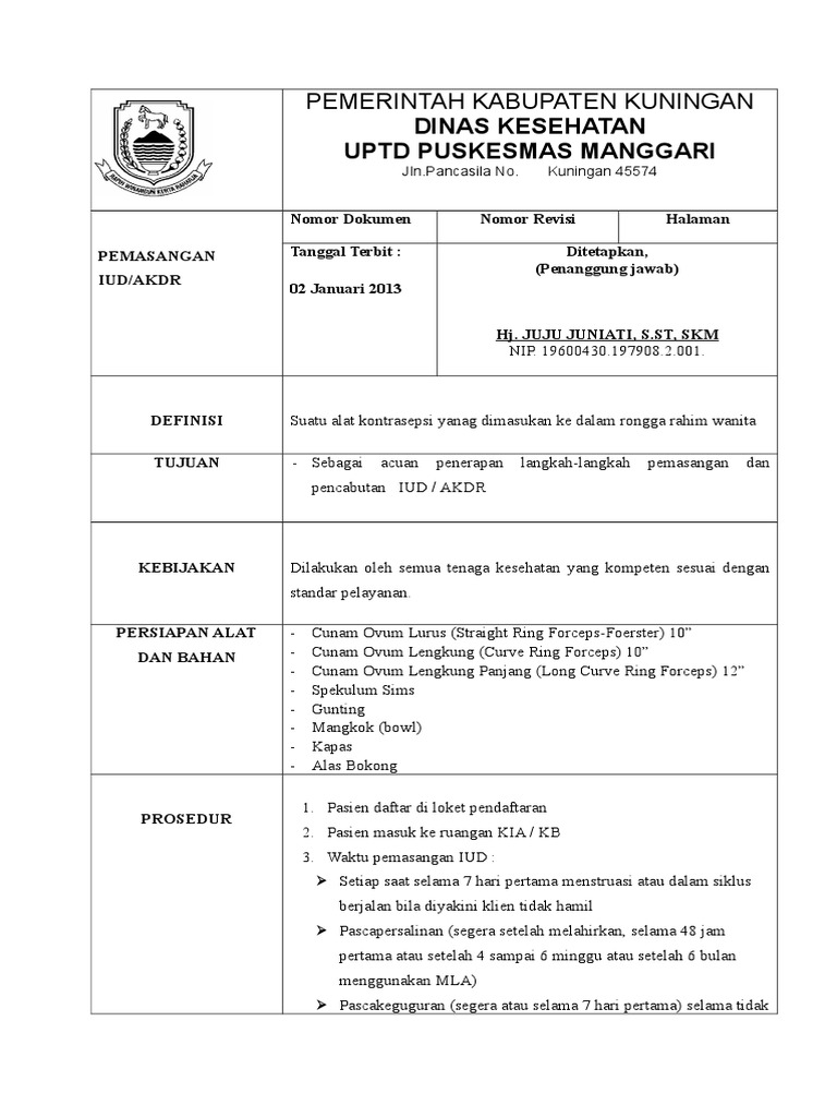 Panduan Pemasangan IUD/AKDR Kesehatan | PDF