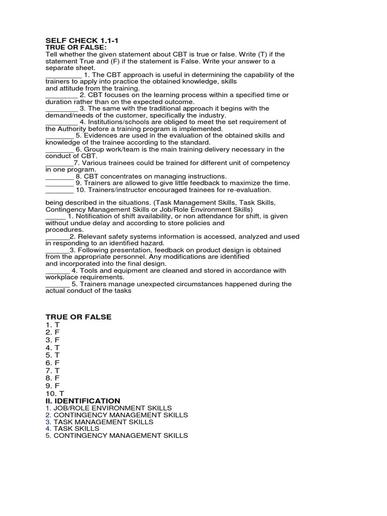 Self Check 1 | PDF | Competence (Human Resources) | Multiple Choice