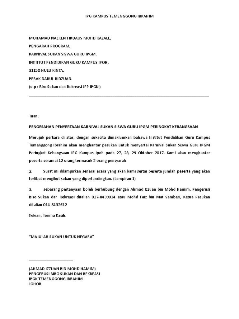 Contoh Surat Pengesahan | PDF