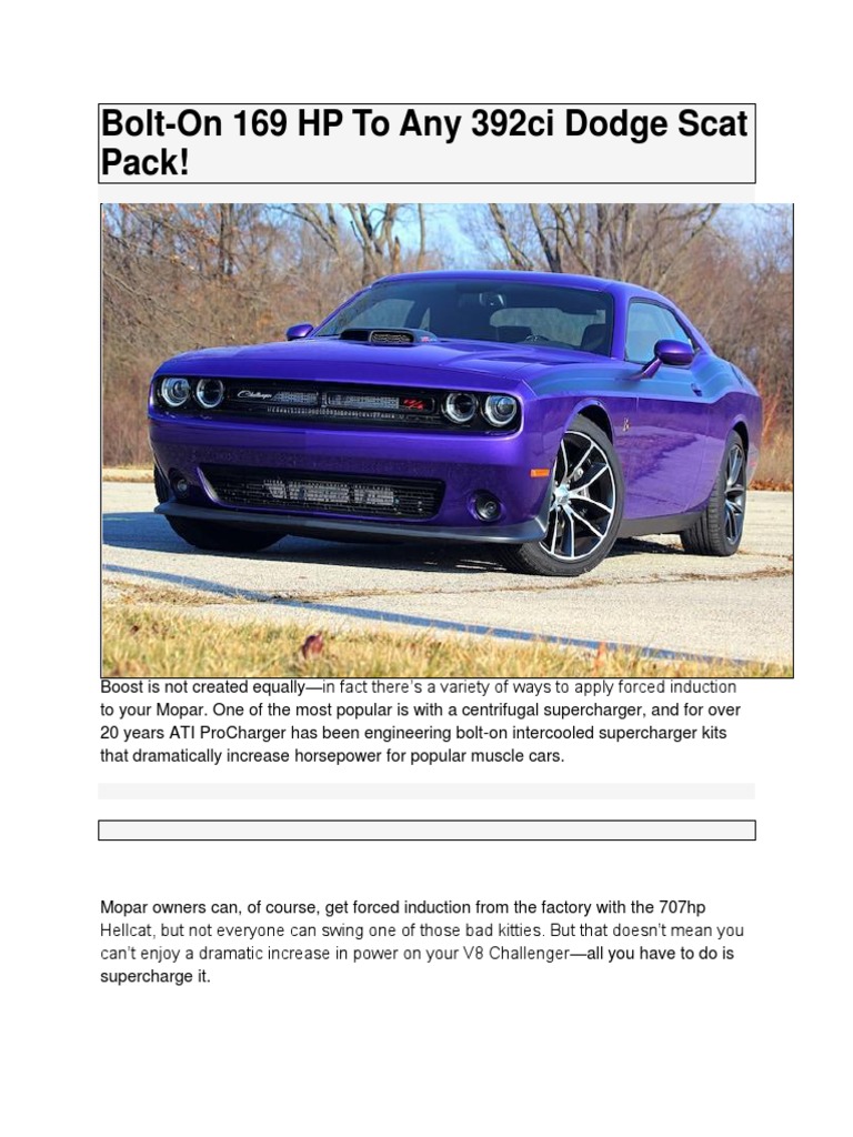 Bolt-On 169 HP To Any 392ci Dodge Scat Pack! | PDF | Turbocharger ...