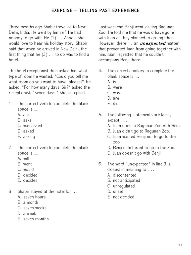 Exercise - Telling Past Experience | PDF | Jakarta